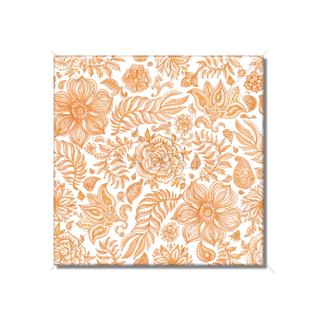 Lotus Flower Orange and White Ceramic Tile - Bathroom Wall Tile ...