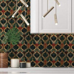 Green Copper Ceramic Tile Moroccan Kitchen Backsplash Tile - Bathroom ...