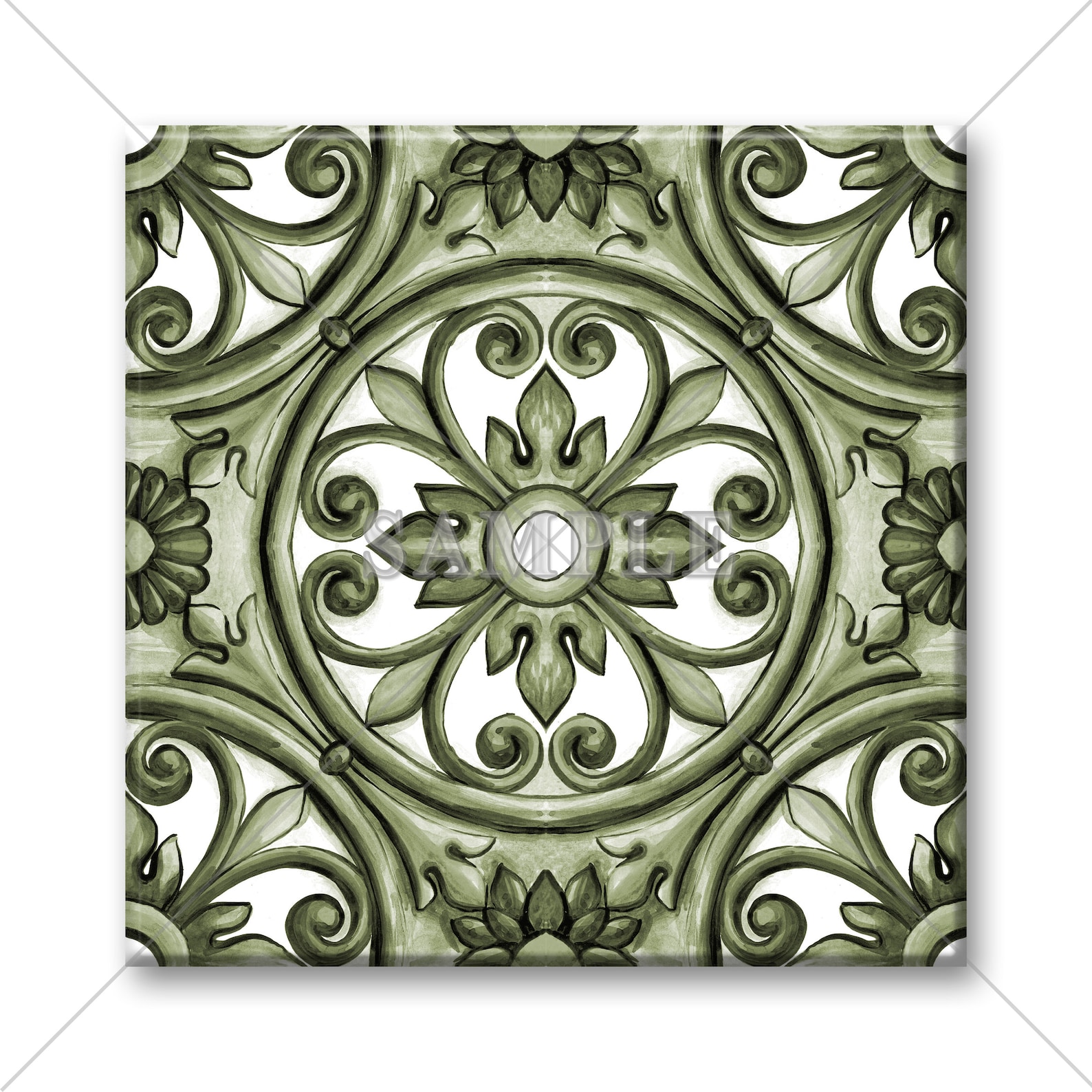 Green Ceramic Accent Tile Green Decorative Italian Tile Design - Etsy