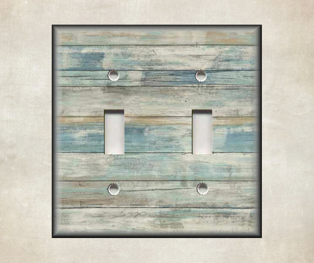 Coastal Beach Decor Aged Wood Design Metal Light Switch Cover Beach ...