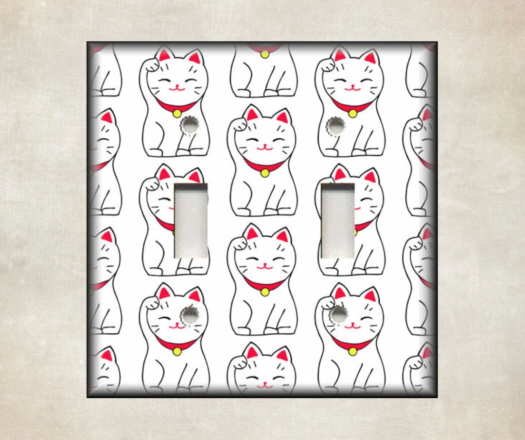 Maneki Neko Cat Switch Plate - Metal Light Switch Cover - Cat Switch ...