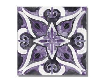 Purple Patterned Ceramic Tile - Purple Kitchen Backsplash Tile ...