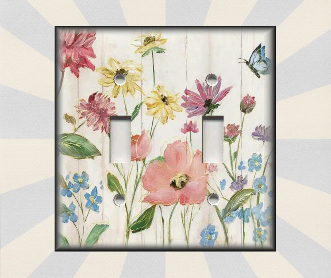 Painted Flowers Botanical Wildflowers Art Decor - Metal Light Switch ...