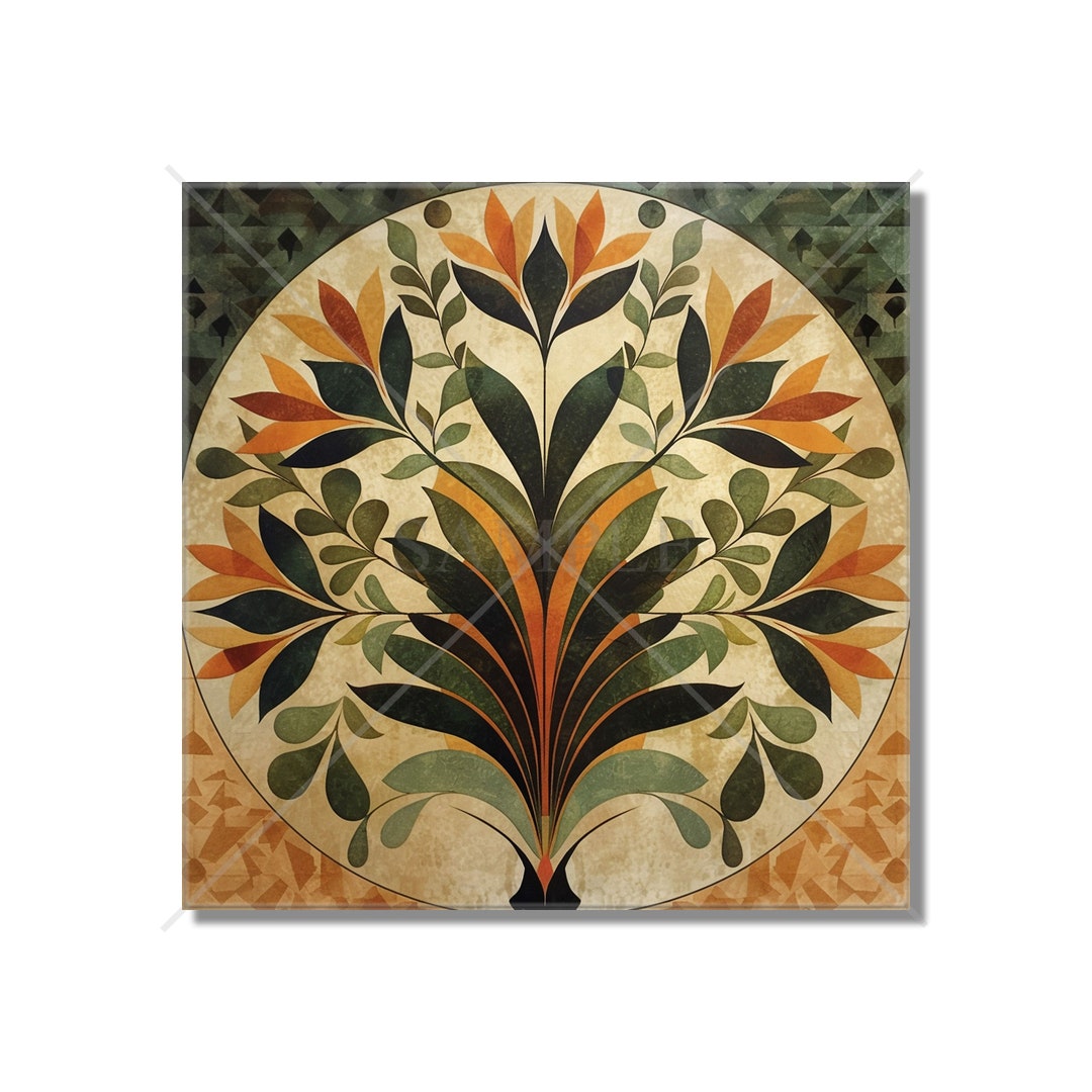 Earth Tones Ceramic Tile Plant Design Kitchen Backsplash Tile Bathroom ...