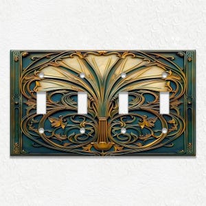 Antique Art Deco Design Metal Light Switch Covers and Outlet Covers ...