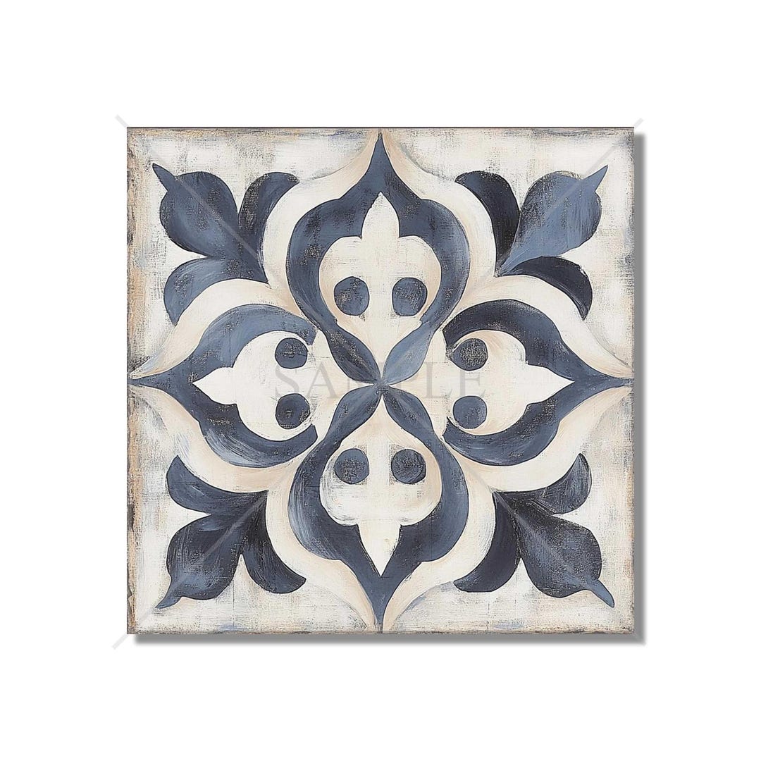 Blue Gray Beige Ceramic Tile - Vintage Aged Design Tile Backsplash ...
