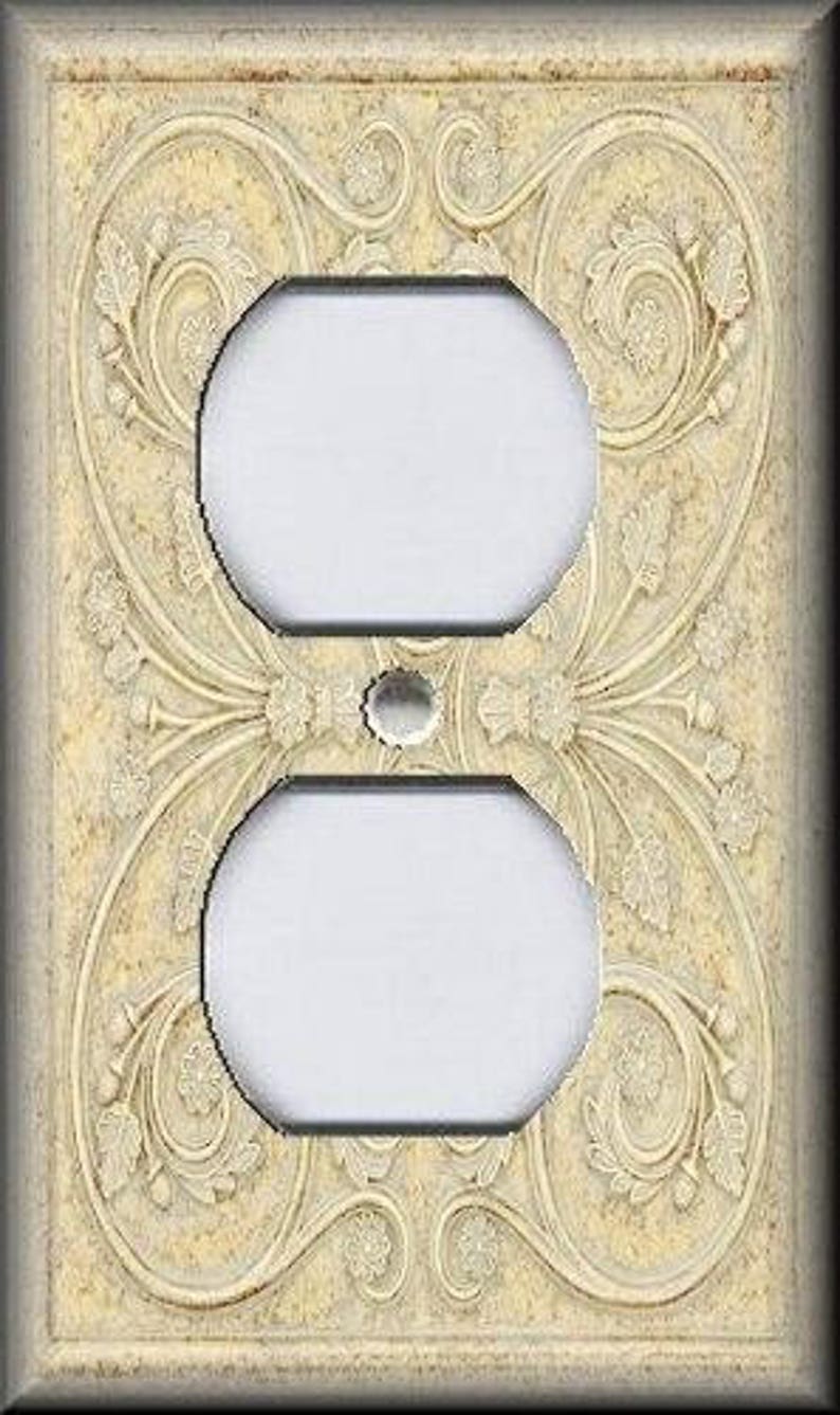 French Pattern Design Ivory Home Decor - Metal Light Switch Plate Cover ...