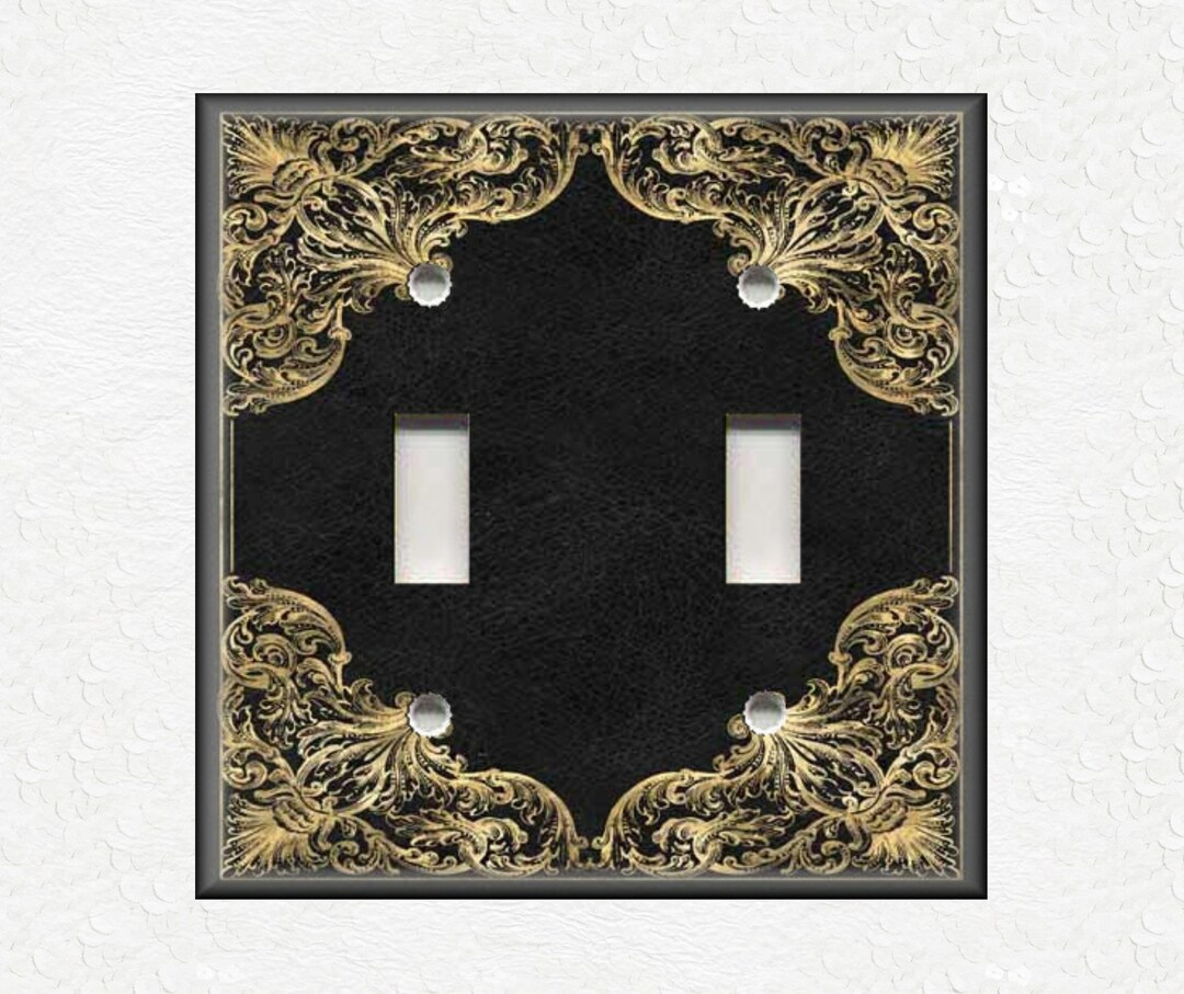 Art Deco Gold and Black Metal Switch Plate Covers and Outlet Covers Set ...