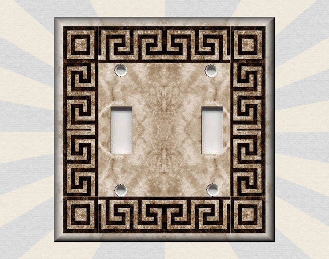 Greek Key Switch Plate Covers Brown Greek Decor Brown - Metal Light ...