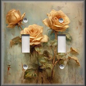 Antique Romantic Rose Design - Metal Light Switch Plate Cover - Floral ...