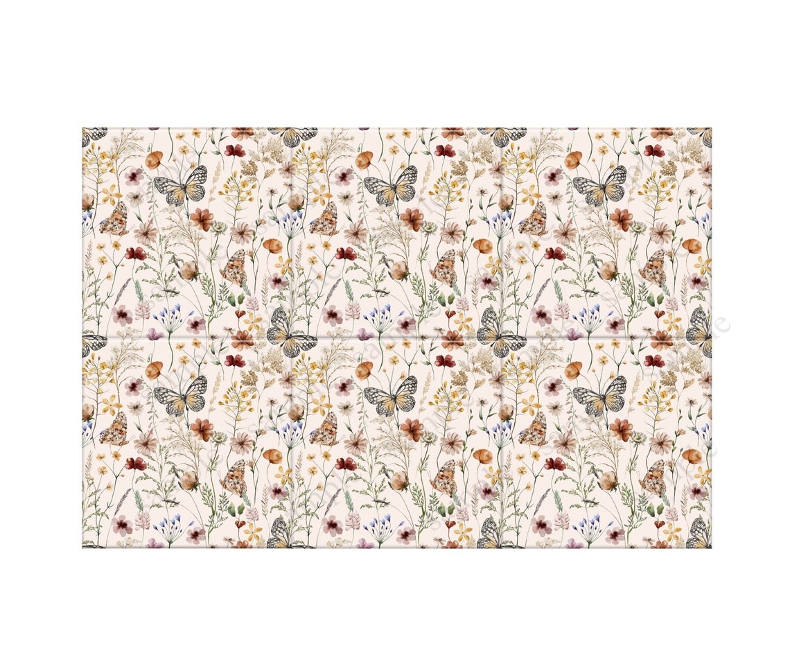 Wildflower Botanical Butterflies Ceramic Tile - Decorative Kitchen ...