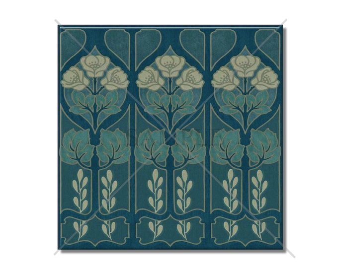 Moody Floral William Morris Design Ceramic Tile Art Nouveau Kitchen ...