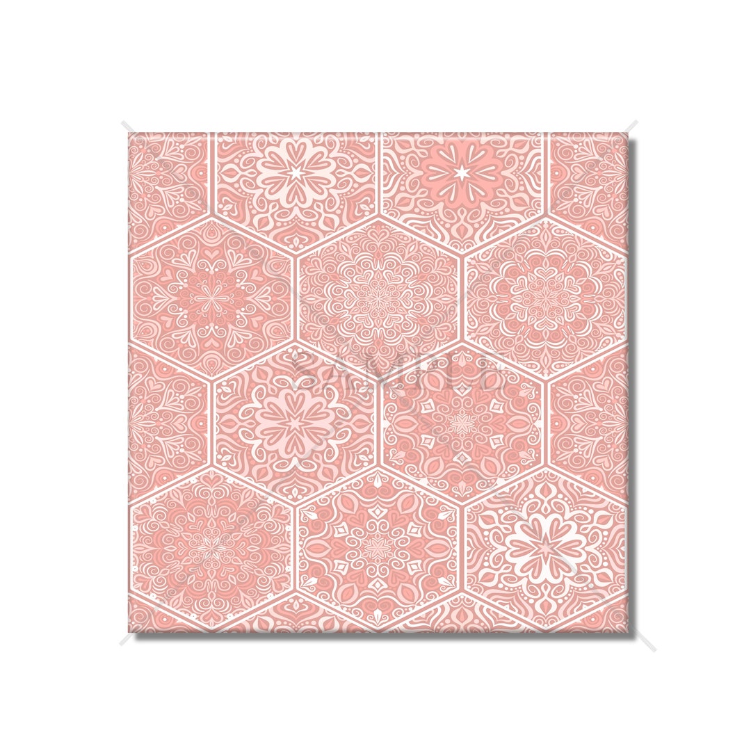 Vintage Light Pink Hexagon Patchwork Mixed Designs Ceramic Tile Mixed ...