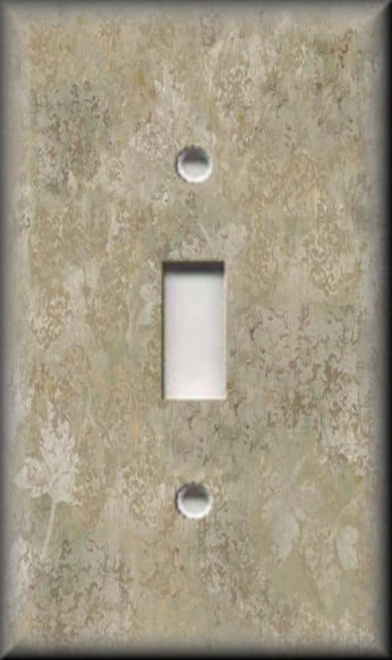 Stone Pattern Rustic Decor Stone With Leaves - Metal Switch Plate ...