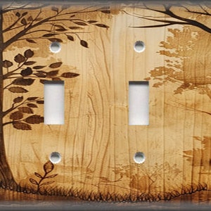 Tree Forest Rustic Wood Design - Metal Switch Plate Covers and Outlet ...