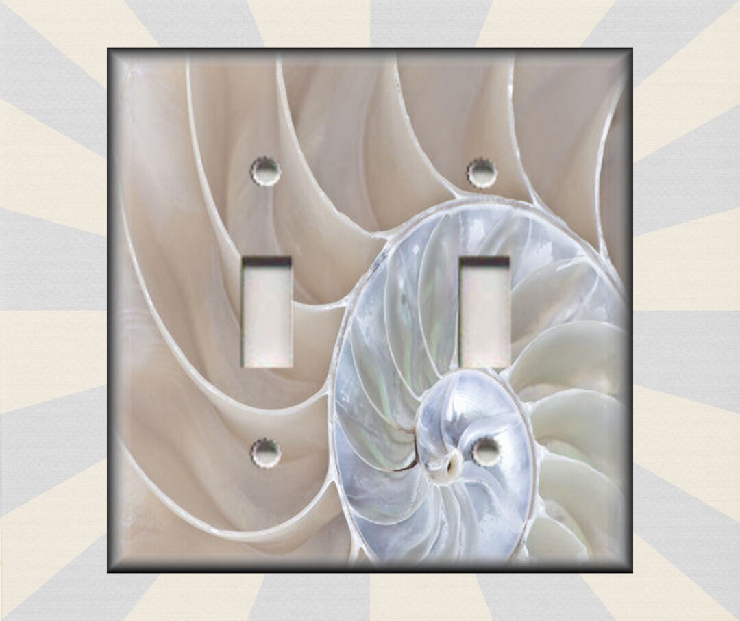 Pearl Nautilus Shell Light Switch Cover - Metal Beach Shell Light ...