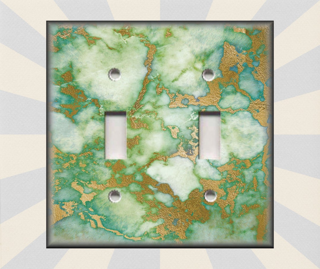 Marble Stone Design Green and Gold Decor - Metal Light Switch Cover ...