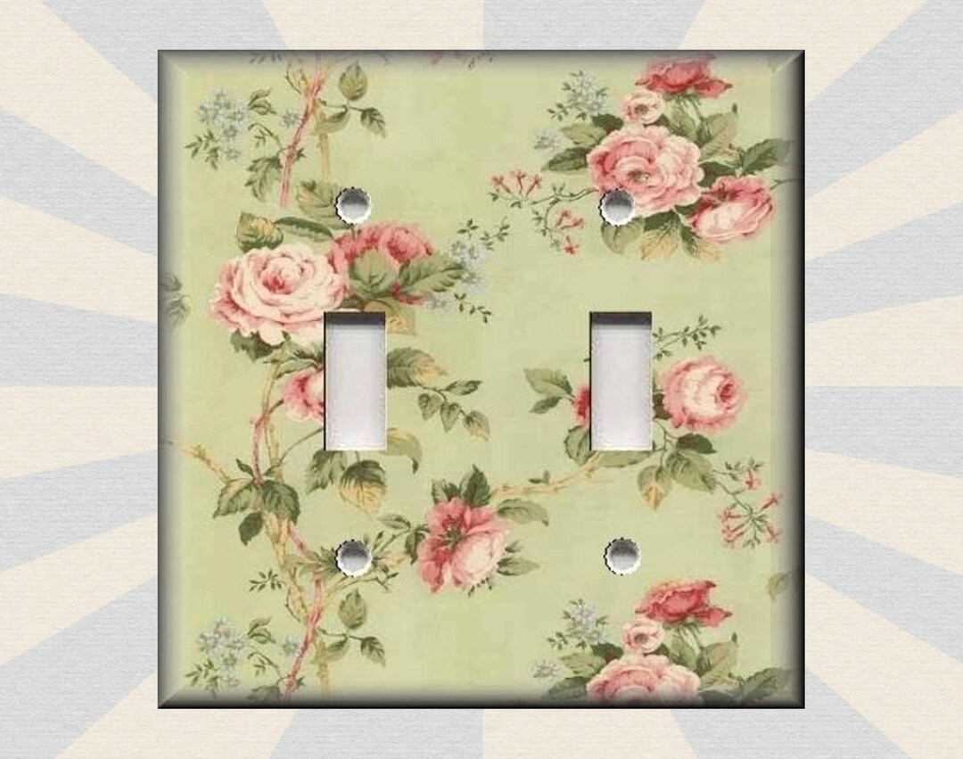 Pink Roses on Green Shabby Chic Decor Rose Decor - Metal Light Switch ...