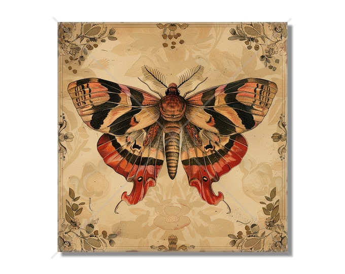 Vintage Botanical Luna Moth Design Ceramic Tile Kitchen Backsplash Tile ...