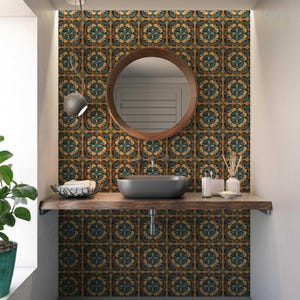 Turquoise Blue Brown Ceramic Tile - Unique Kitchen Backsplash Tile ...