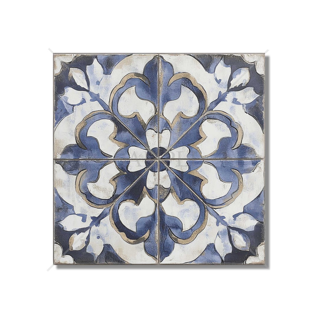 Blue Grey Ceramic Tile - Vintage Moroccan Tile Design - Kitchen ...