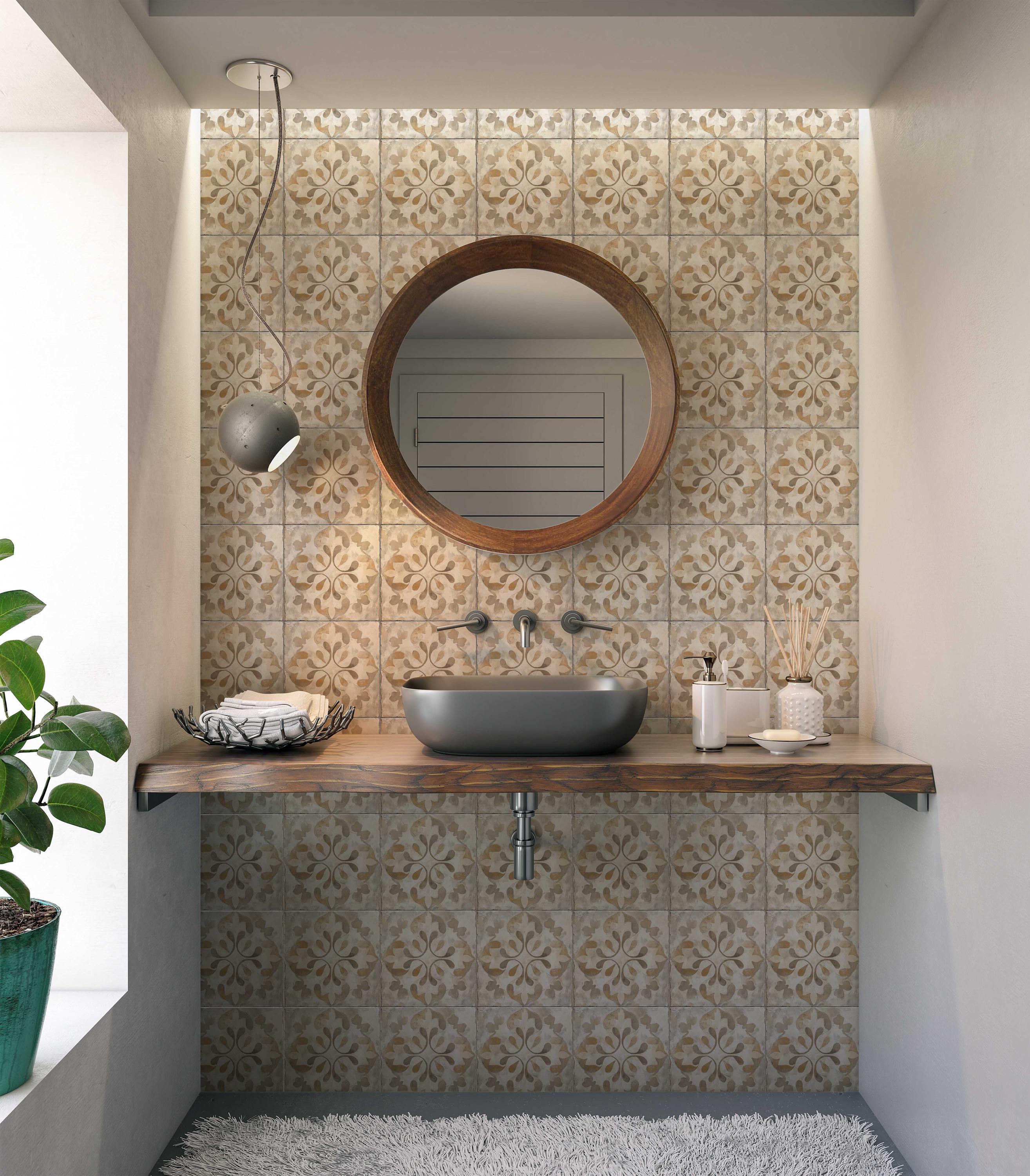 Neutral Tones Vintage European Design Ceramic Tiles Patterned Kitchen ...