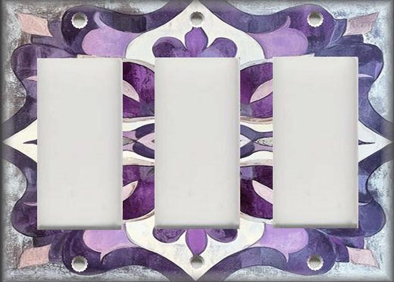 Purple Patterned Metal Light Switch Plate Covers and Outlet Covers ...
