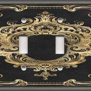 Art Deco Gold and Black Metal Switch Plate Covers and Outlet Covers Set ...
