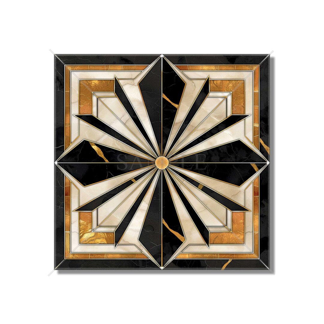 Art Deco Design Ceramic Tile Black and Gold Tones Art Deco Kitchen ...