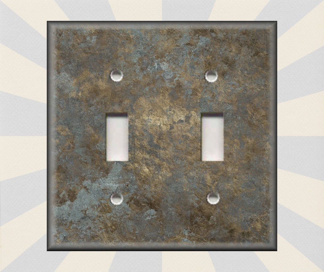 Metal Light Switch Plate Cover - Image of Aged Silver Gold Patina ...