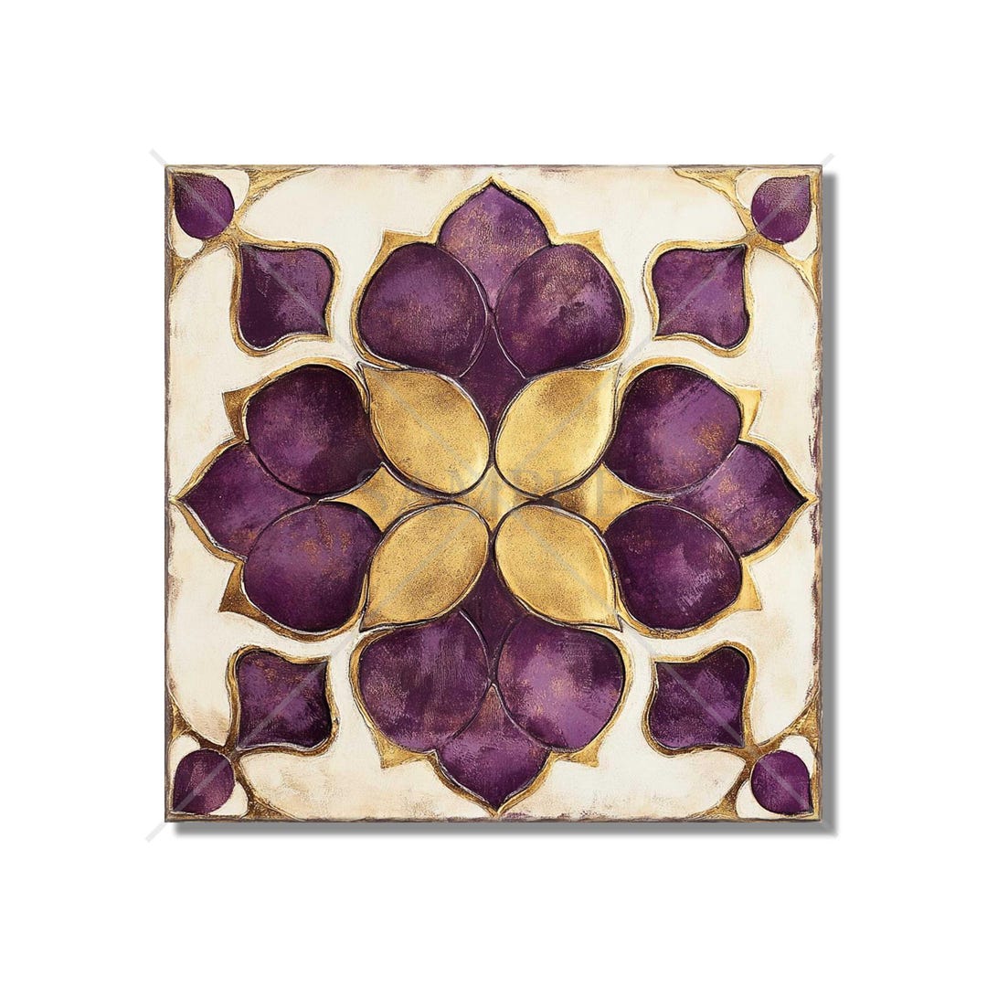 Purple Antique White Ceramic Tile Purple Patterned Unique Kitchen ...