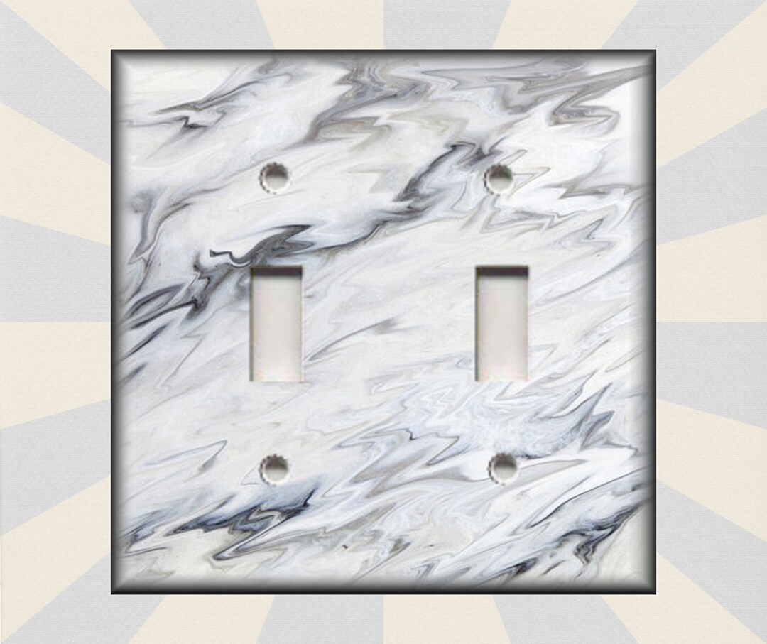 Marble Stone Design White and Grey Home Decor - Metal Light Switch ...