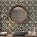 Blue Orange Beige Backsplash Tile Vintage Moroccan Tile Design Kitchen ...