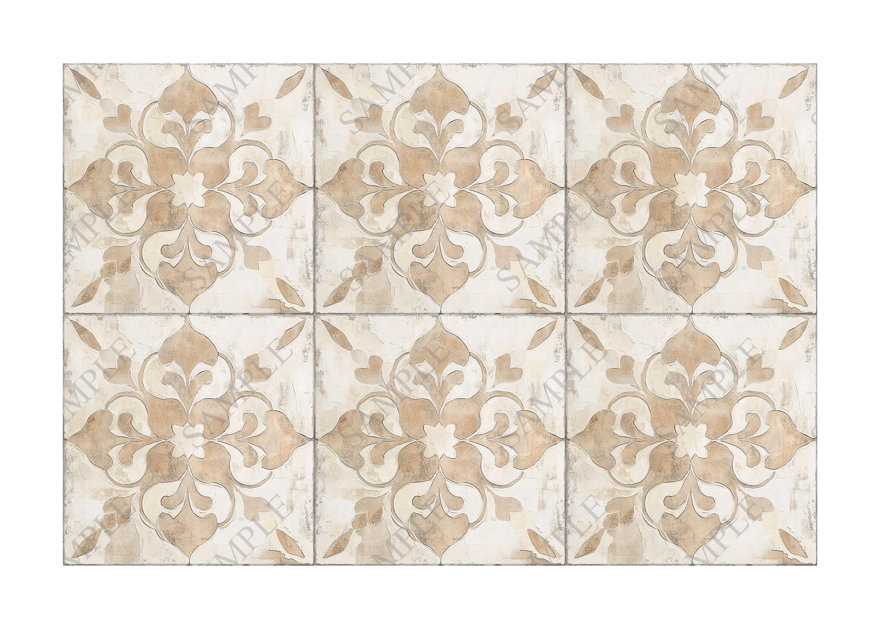 Neutral Tones Vintage European Design Ceramic Tiles Patterned Kitchen ...