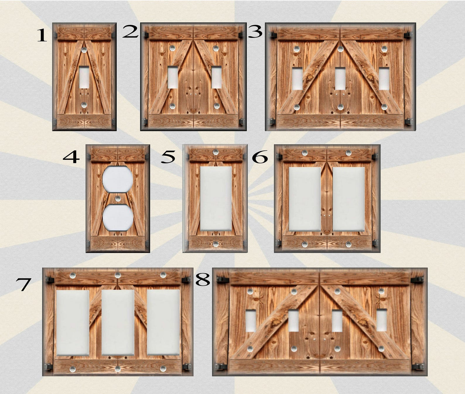 Country Decor Wood Barn Door Design Farmhouse Home Decor - Metal Light ...