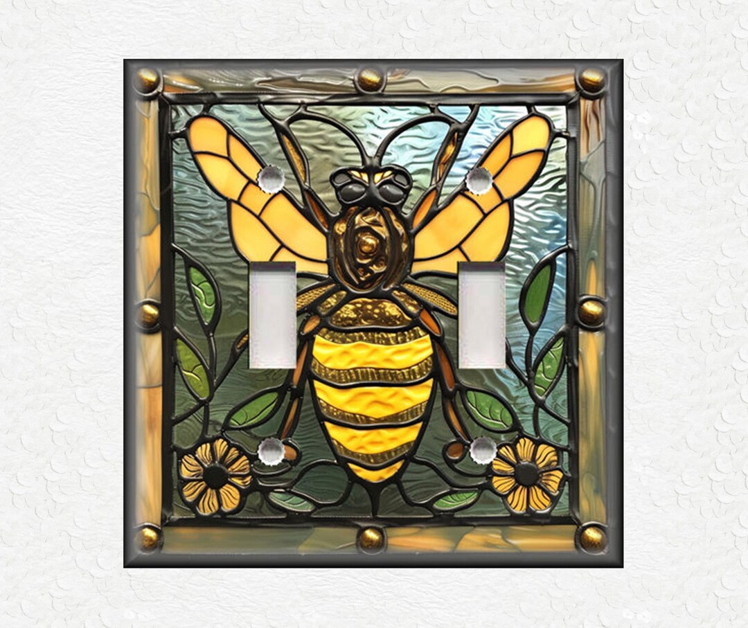 Stained Glass Bee Design Home Decor Metal Light Switch Plate Covers ...