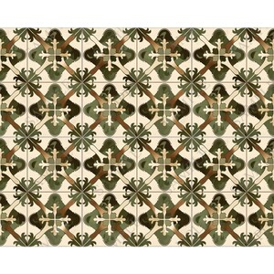 Green Rust Cream Backsplash Tile Vintage Moroccan Tile Design Kitchen ...