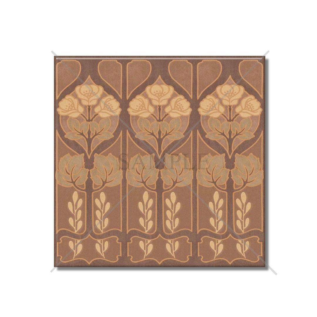 Vintage Art Nouveau Design Tile Copper Rust Ceramic Tile - William ...