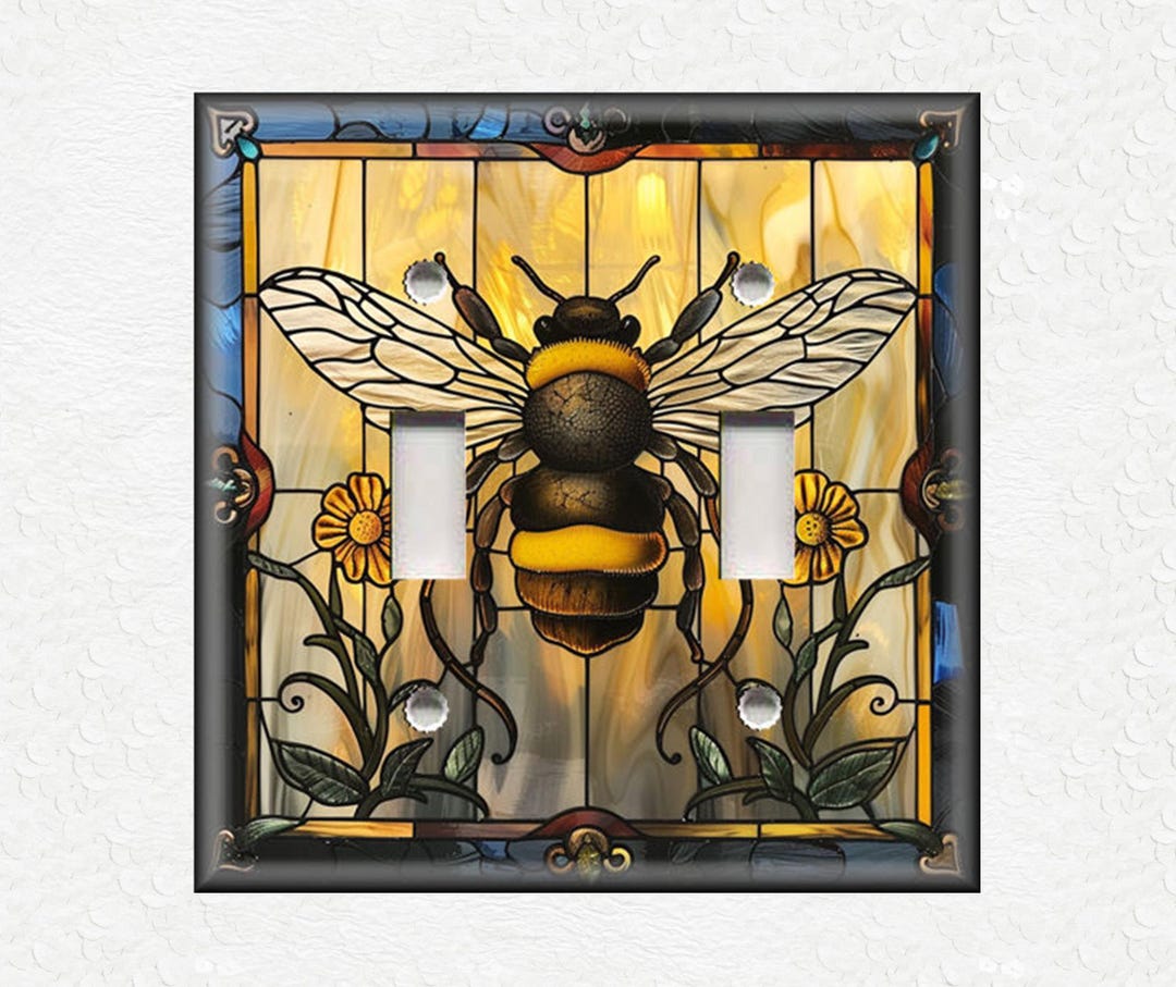 Stained Glass Bee Design Home Decor Metal Light Switch Plate Covers ...