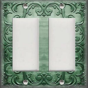 Sage Green Ornate Framed Wood Design - Metal Light Switch Plate Covers ...
