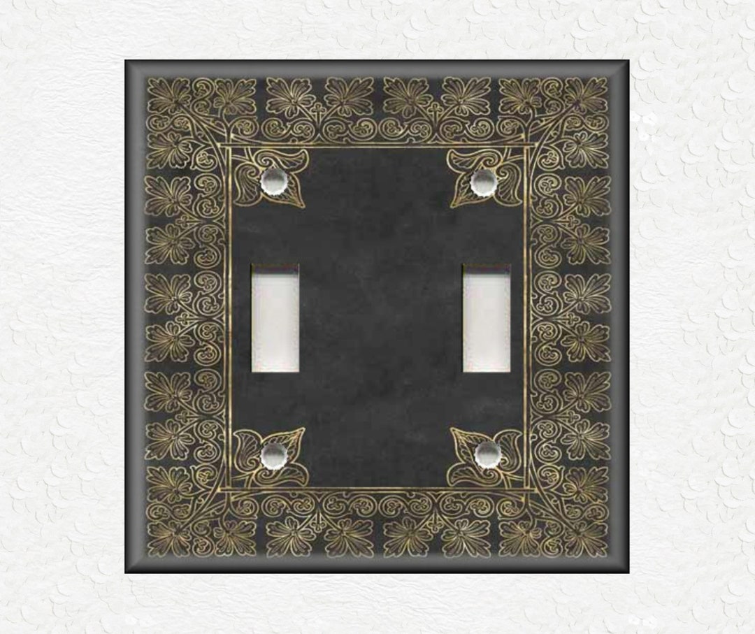 Art Deco Gold and Black Metal Switch Plate Covers and Outlet Covers Set ...