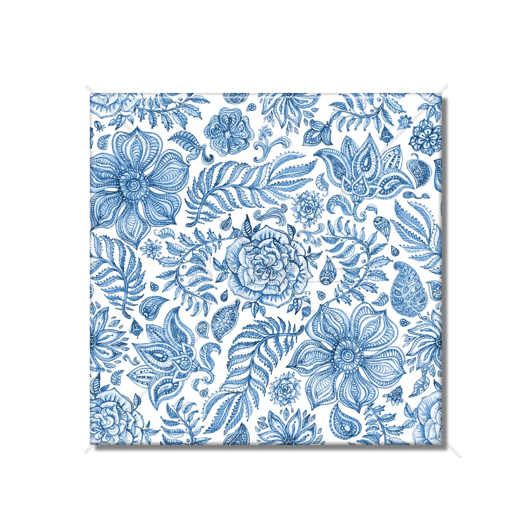 Lotus Flower Blue and White Ceramic Tile - Bathroom Wall Tile ...
