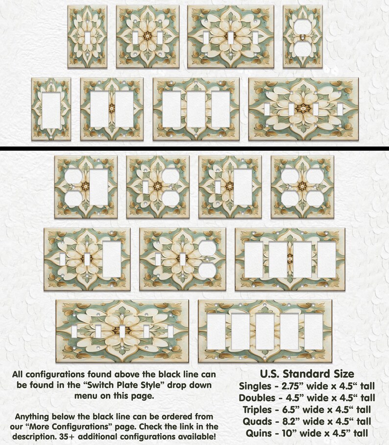 Antique Green Design Metal Light Switch Plate Covers and Outlet Covers ...
