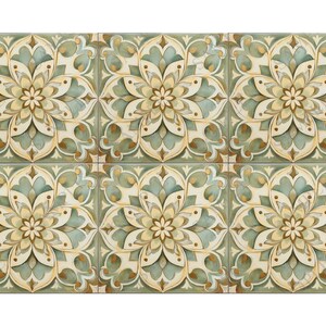 Sage Green Patterned Ceramic Tile - Green Kitchen Backsplash - Unique ...