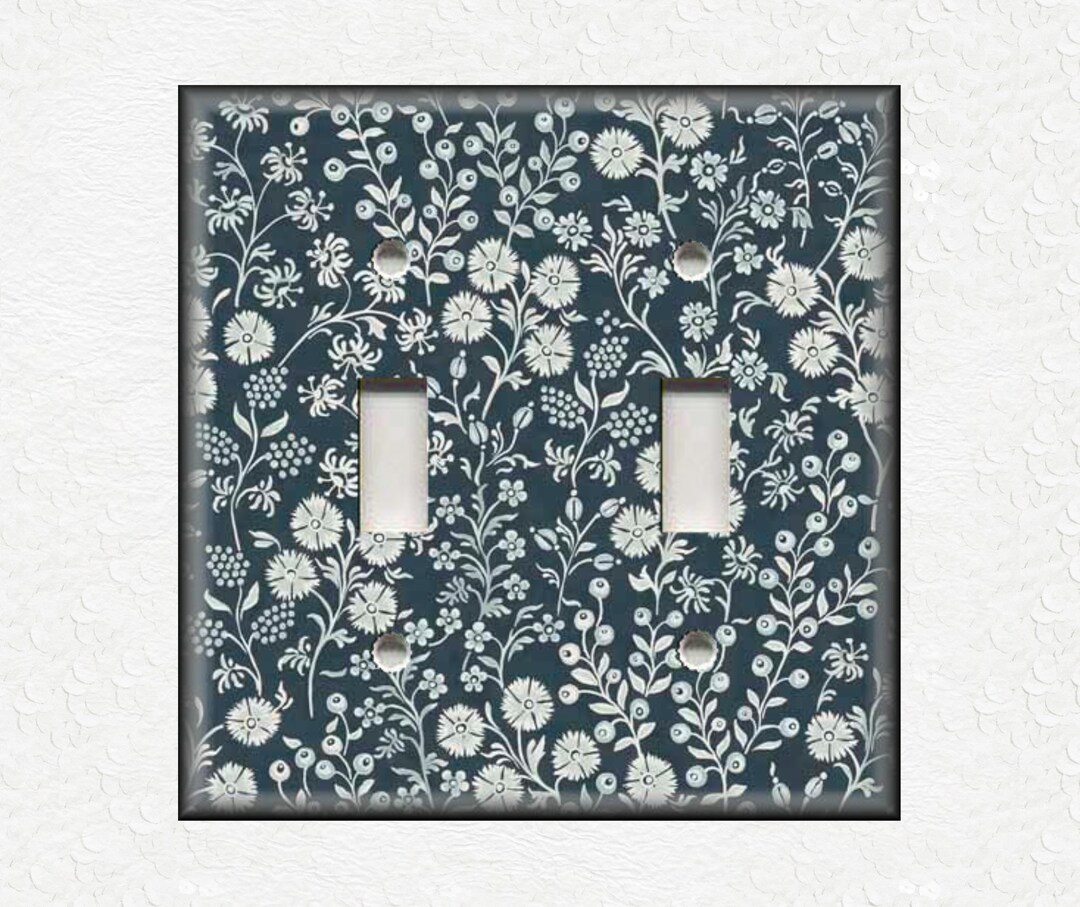 Antique Floral Design Dark Blue Switch Plate Cover - Decorative ...