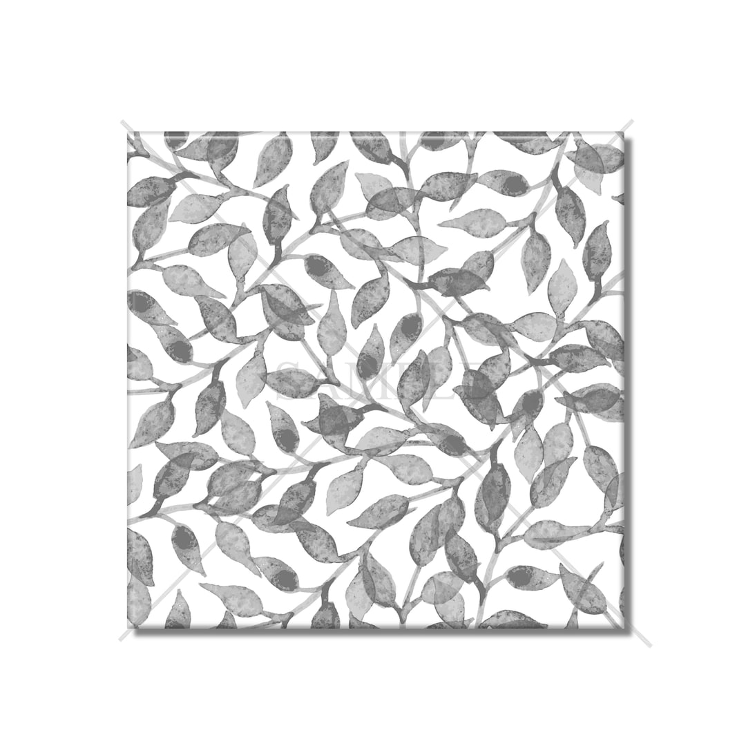 Grey Leaves Ceramic Tile - Leaf Design Tile - Kitchen Backsplash Tile ...