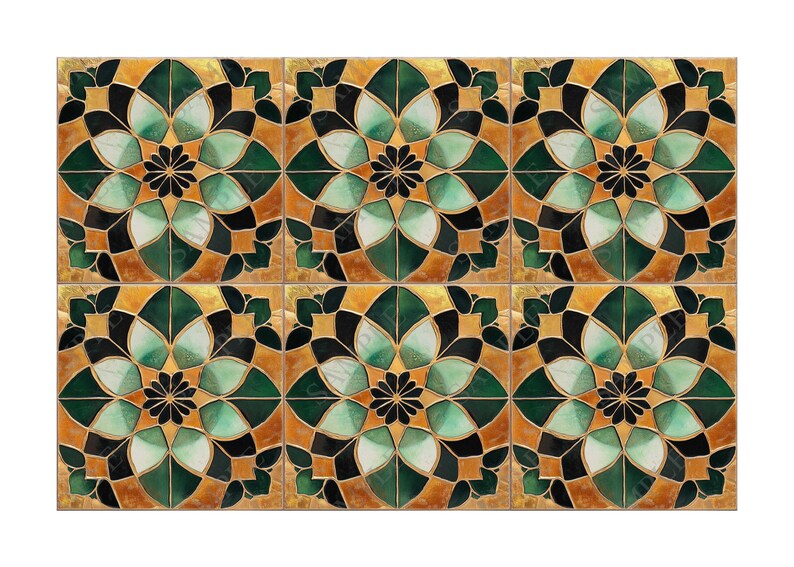 Dark Green Ceramic Backsplash Tile - Patterned Green Kitchen Unique ...