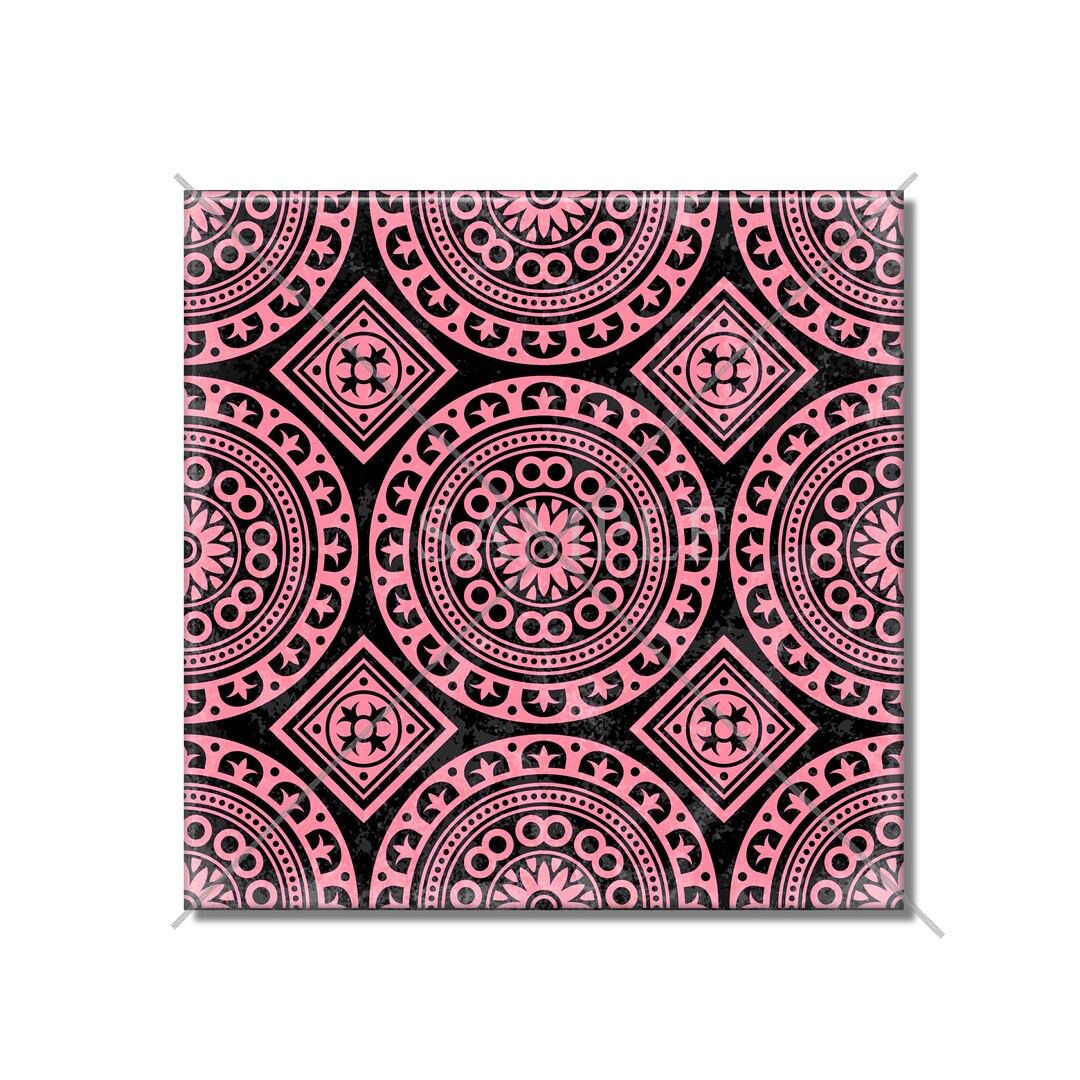 Pink and Black Decorative Patterned Ceramic Tile - Kitchen Backsplash ...