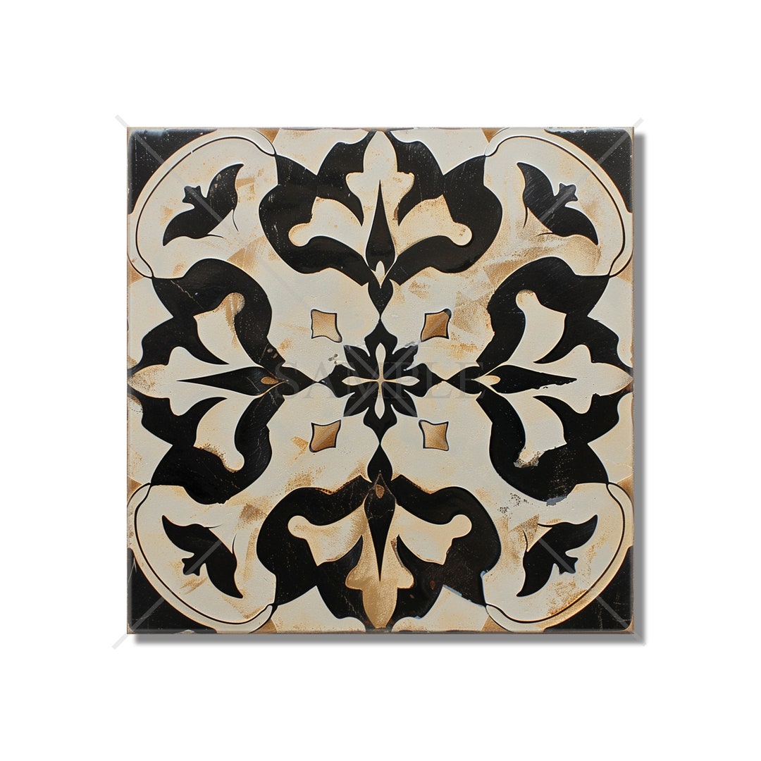 Rustic Black and Tan Ceramic Tile Patterned Tile Backsplash Kitchen ...