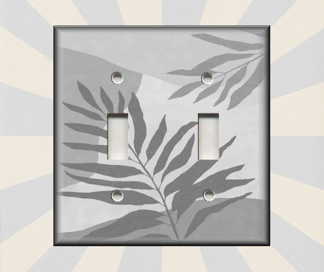 Grey Leaves Design Switch Plate Cover - Decorative Metal Light Switch ...